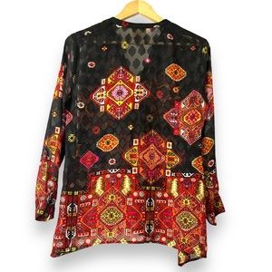 Ruby Rd. | Tops | Ruby Rd Petite Shear Black V Neck Geometric Print ...